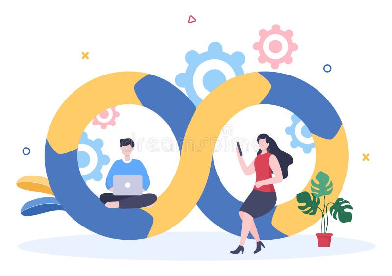 Business Workflow Organization and Management Design Illustration with ...