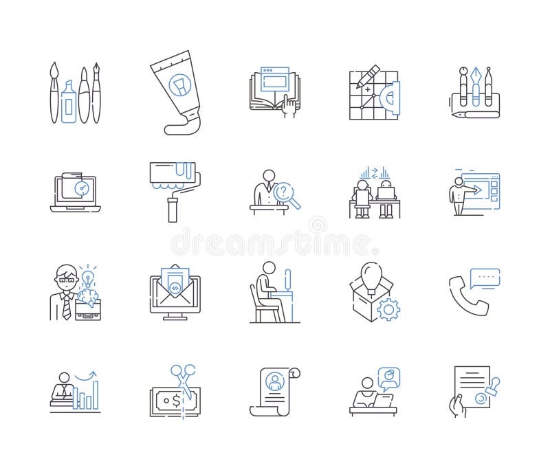 Business Workflow Outline Icons Collection Management Automation
