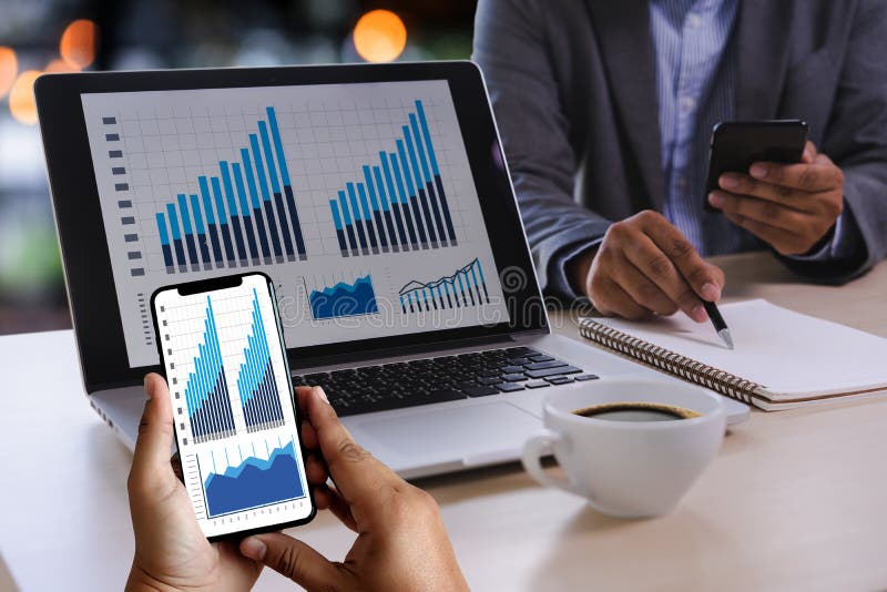 Business Working Graph Financial Data Analytics Statistics in Stock ...