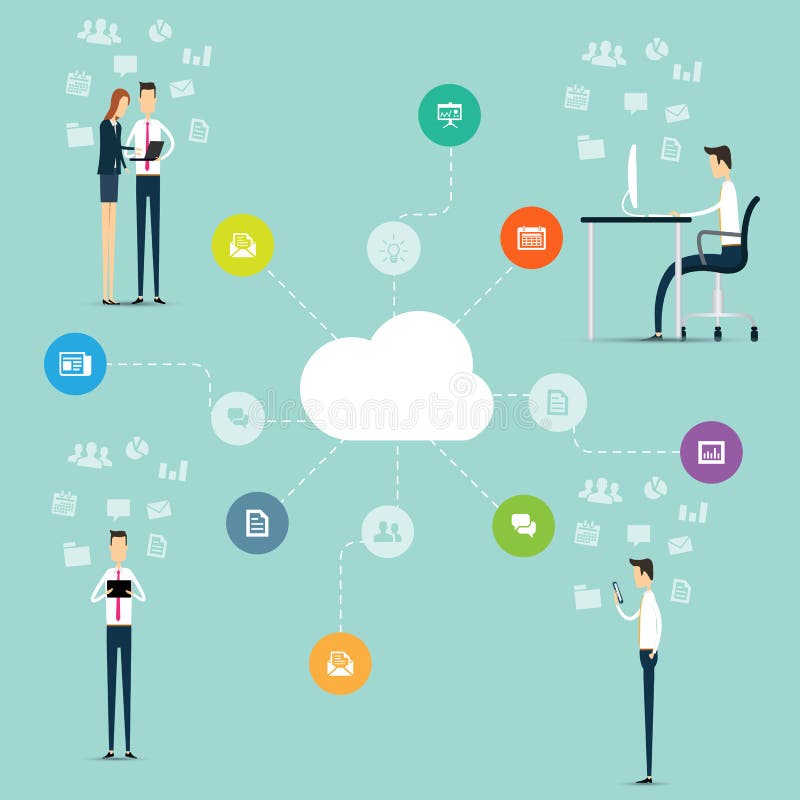 Business Working on Line Network Connection on Mobile Stock ...