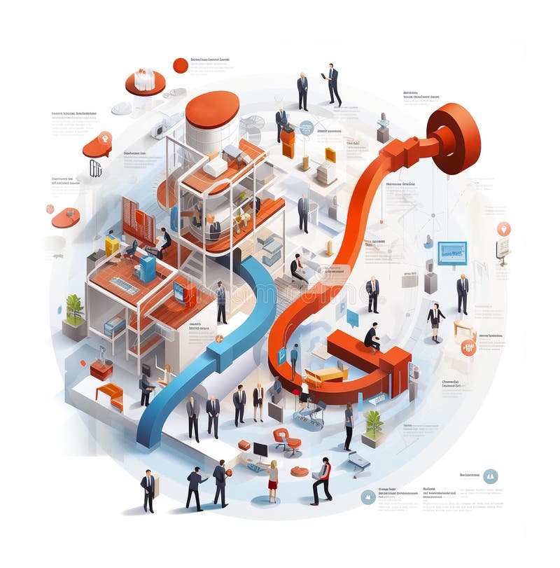 Business Working Progress Visualisation at White Stock Illustration ...