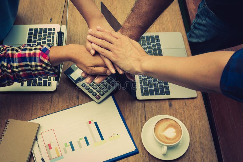 Business Working Team Put Hand Together for Fighting Stock Image ...