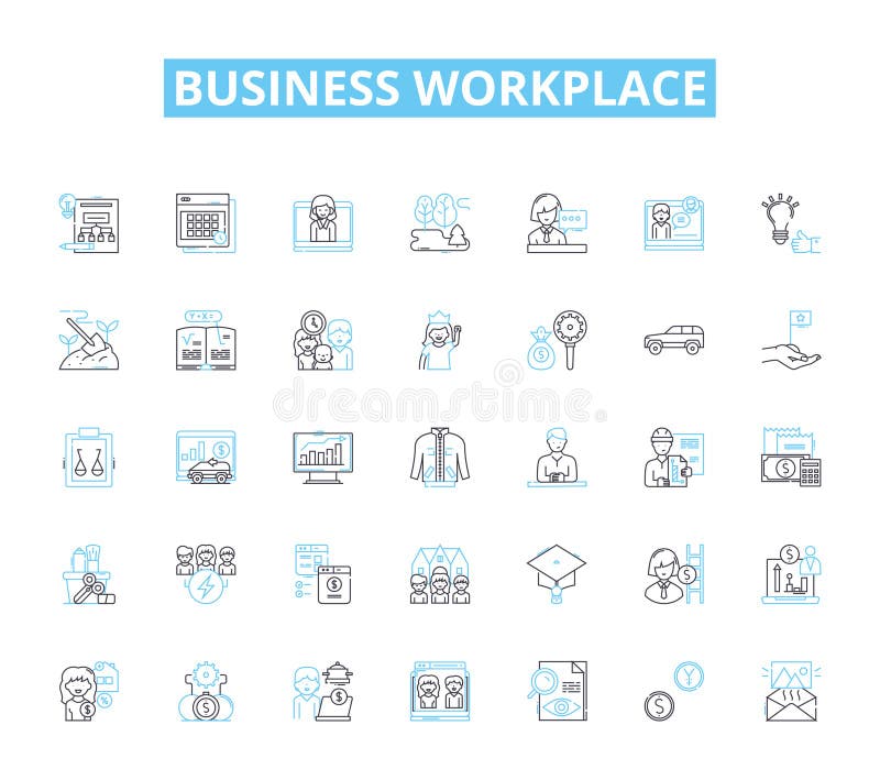 Business Workplace Linear Icons Set. Collaboration, Productivity ...