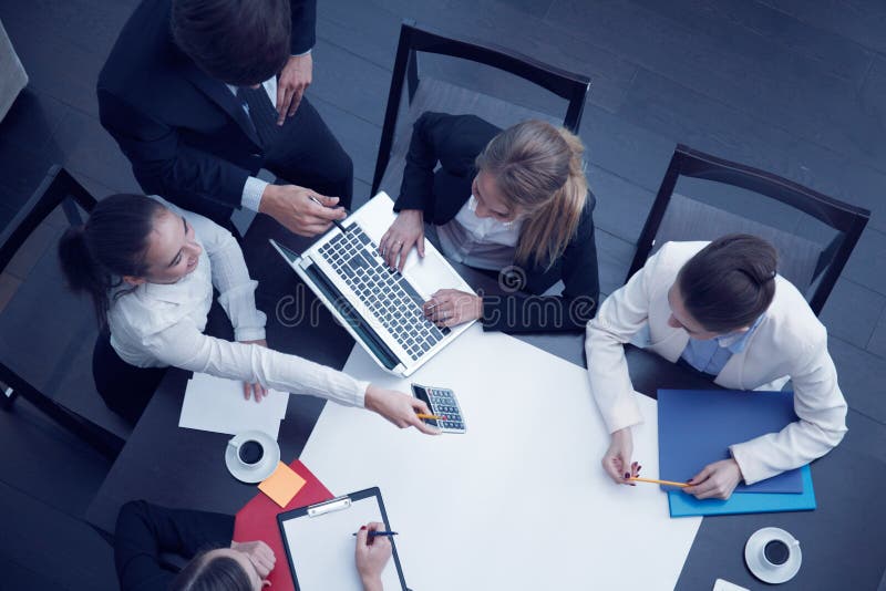 Business Workplace with People Stock Image - Image of laptop, document ...