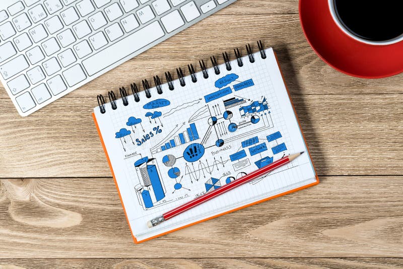 Business Workplace with Stuff Stock Photo - Image of notebook, pencil ...