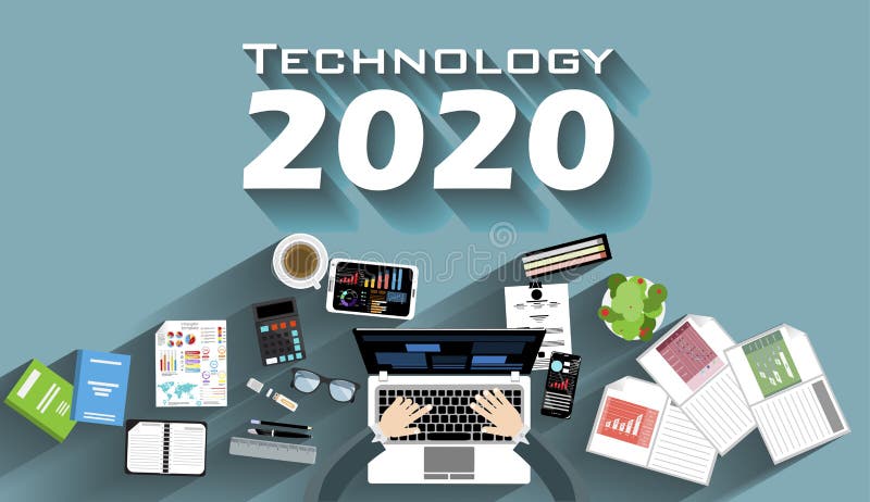 Business Workplace - Text Technology 2020 -Top View Modern Idea and ...