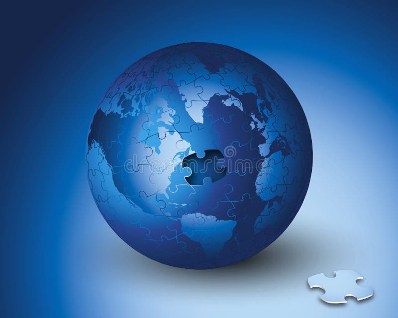 World map in puzzle stock illustration. Illustration of globe - 8170392