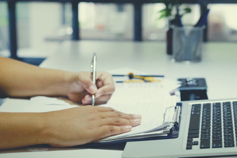 Business Writing on Paper in Office. Stock Image - Image of education ...