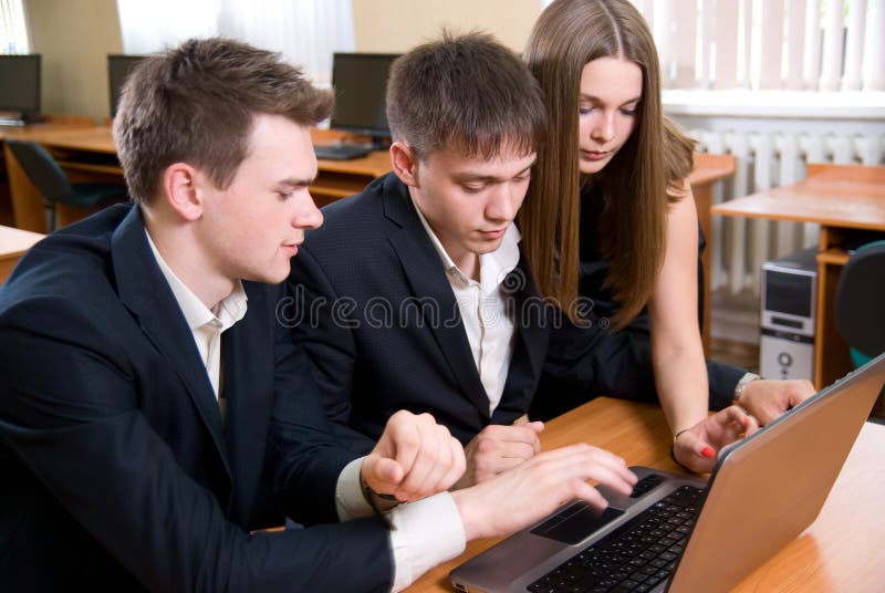 Business Young People in a Computer Class Stock Image - Image of ...