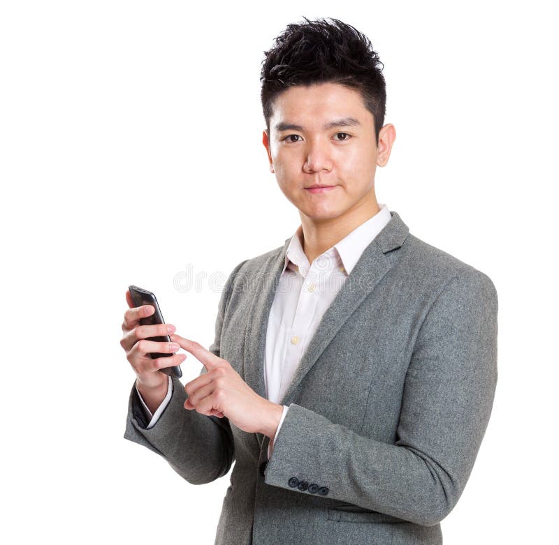 Businessan Using Mobile Phone for Message Stock Image - Image of people ...