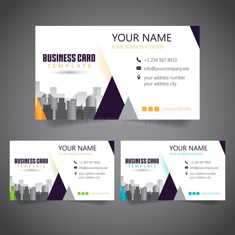 Modern Corporate Business Card with 3 Alternate Colors and Vectorized ...