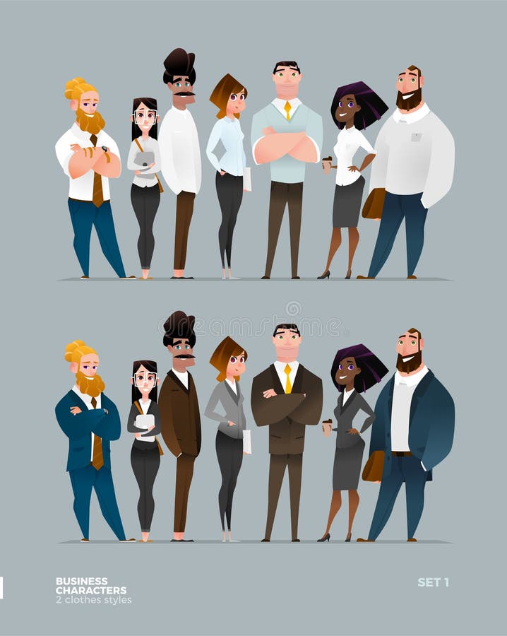 Business Characters Collection Stock Vector - Illustration of employee ...