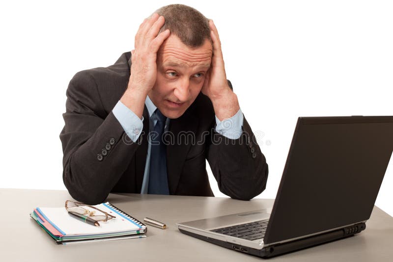 Tired Businessman at Work Place Stock Image - Image of career ...