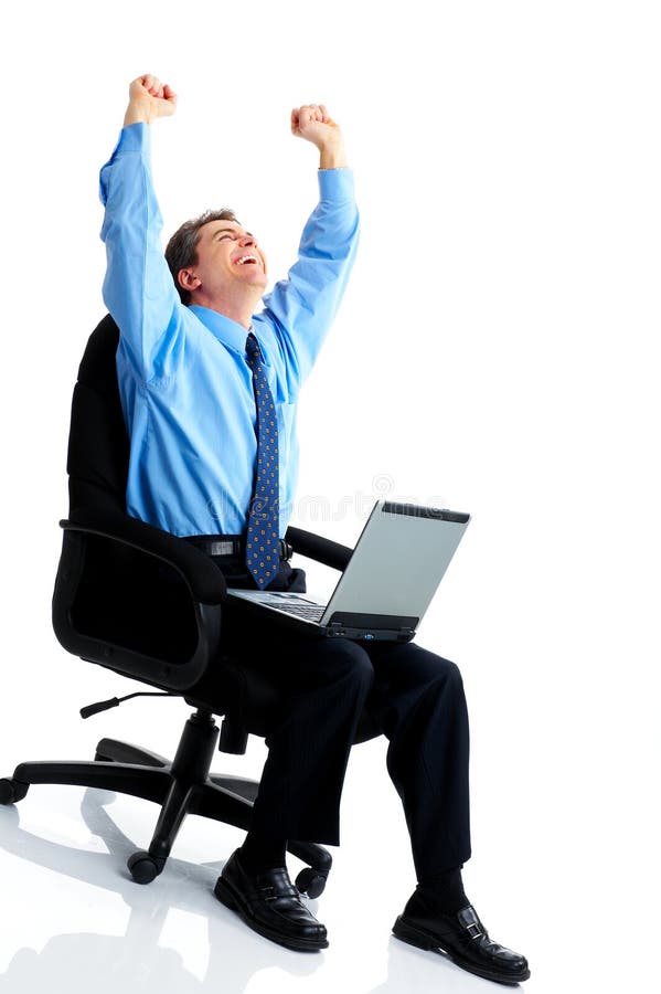 Elated businessman stock image. Image of happiness, holding - 5620849