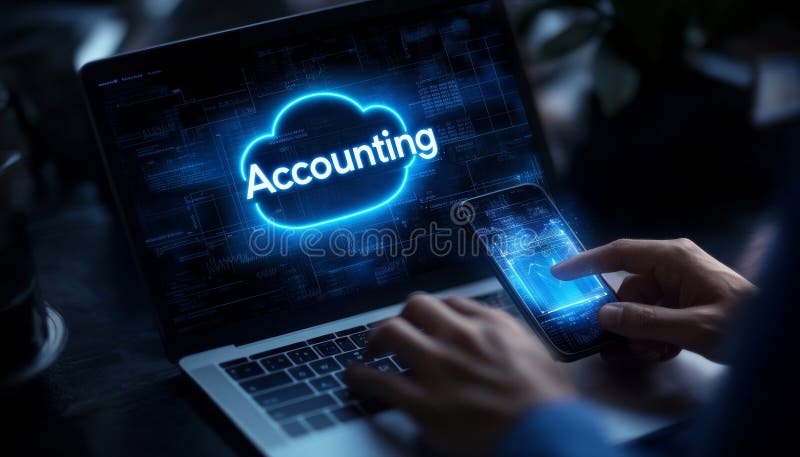 Accessing Cloud Based Accounting Software Stock Illustrations – 8 ...