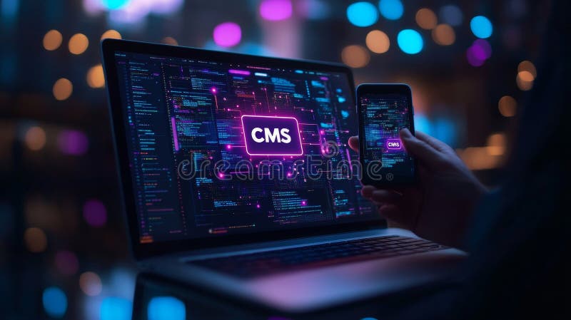 Businessman Accessing Cloud-Based CMS Software Via Mobile Device ...