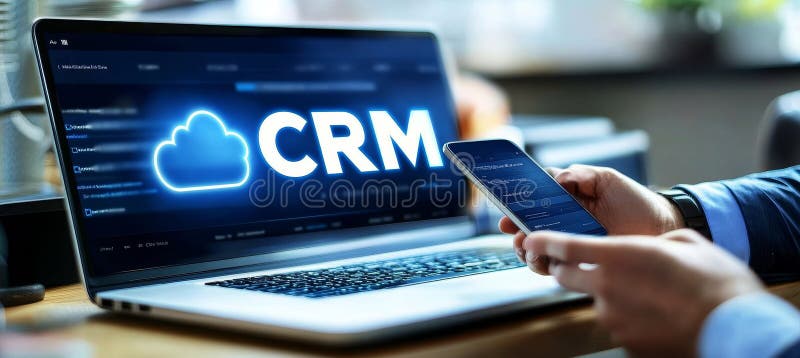 Businessman Accessing Cloud-Based Customer Relationship Management CRM ...