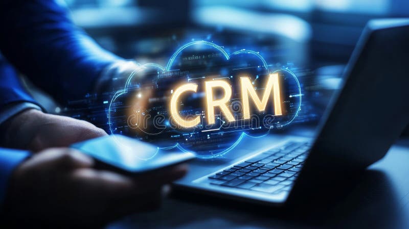 Businessman Accessing Secure Cloud-Based Customer Relationship ...