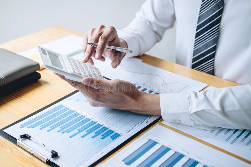 Businessman Accountant Working Analyzing and Calculating Expense ...