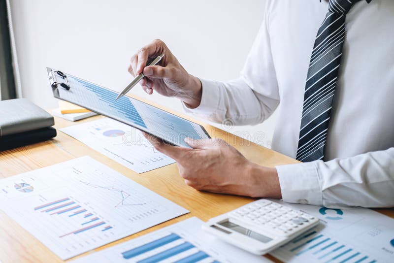 Businessman Accountant Working Analyzing and Calculating Expense ...