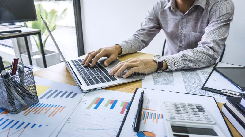 Businessman Accountant Working Audit and Calculating Expense Fin Stock ...