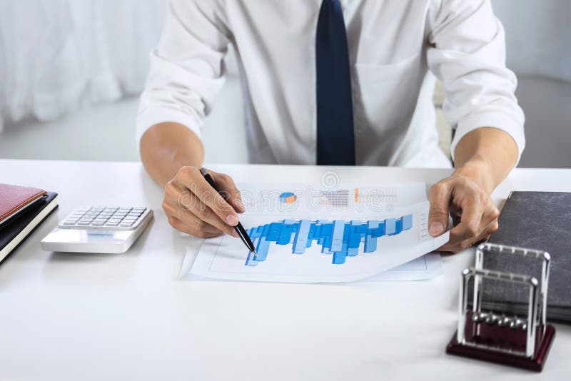 Businessman Accountant Working Audit and Calculating Expense Financial ...