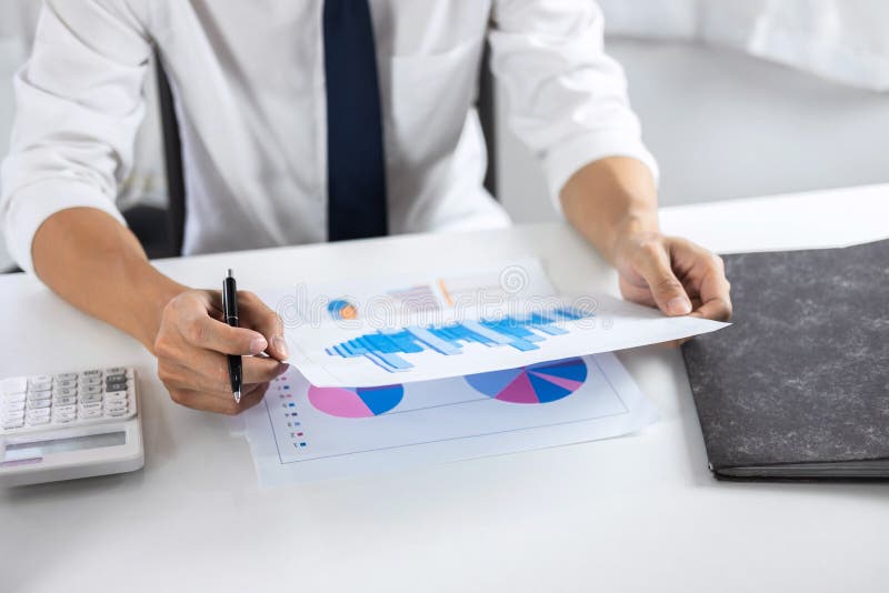 Businessman Accountant Working Audit and Calculating Expense Financial ...