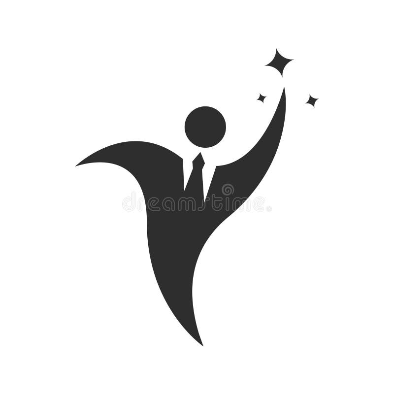 Businessman Achieve Target with Stars Logo Vector Icon Illustration ...