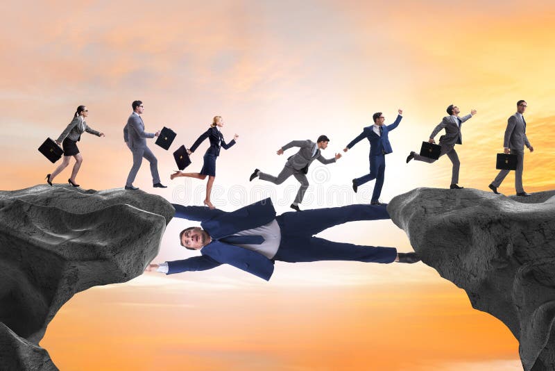 Businessman Acting As a Bridge in Support Concept Stock Image - Image ...