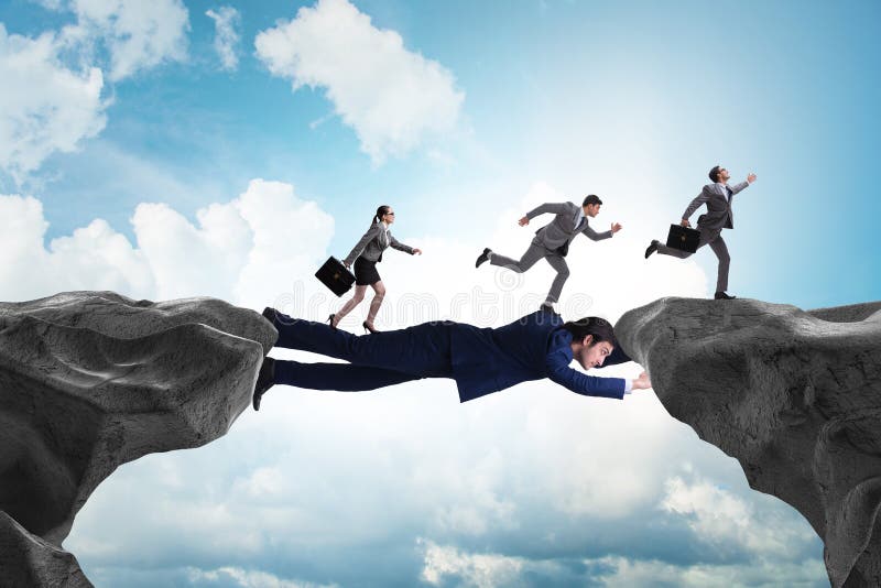 Businessman Acting As a Bridge in Support Concept Stock Illustration ...