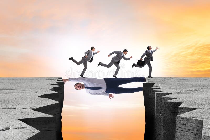 Businessman Acting As a Bridge in Support Concept Stock Image - Image ...