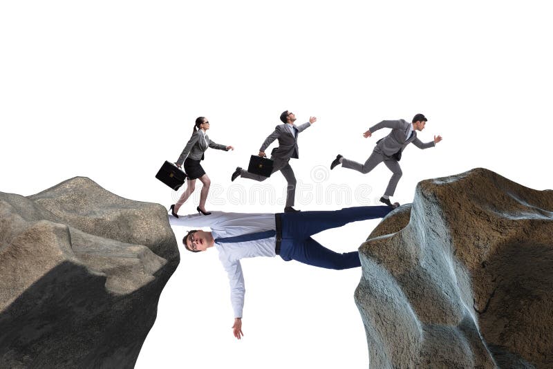 Businessman Acting As a Bridge in Support Concept Stock Image - Image ...