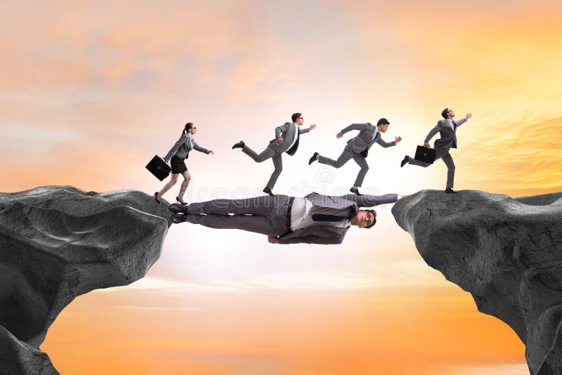 Businessman Acting As a Bridge in Support Concept Stock Image - Image ...