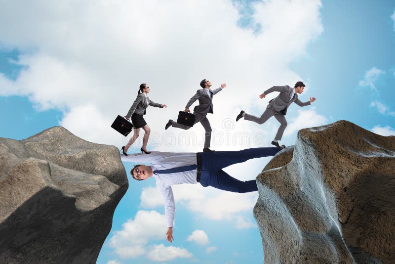 Businessman Acting As a Bridge in Support Concept Stock Photo - Image ...