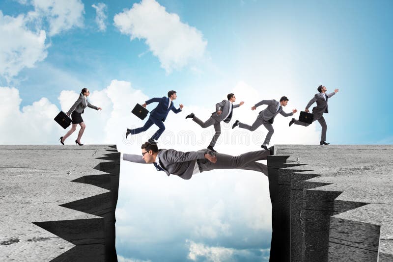 Businessman Acting As a Bridge in Support Concept Stock Image - Image ...