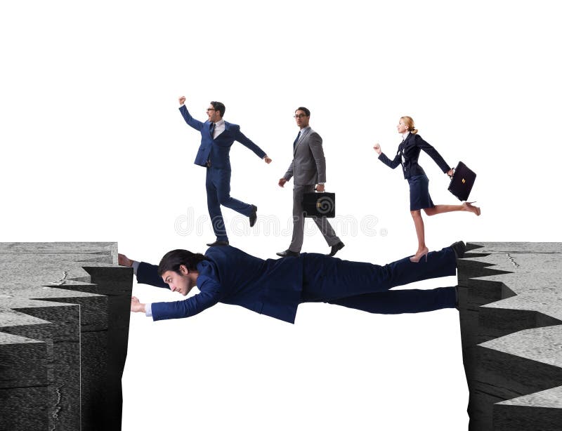 Businessman Acting As a Bridge in Support Concept Stock Image - Image ...