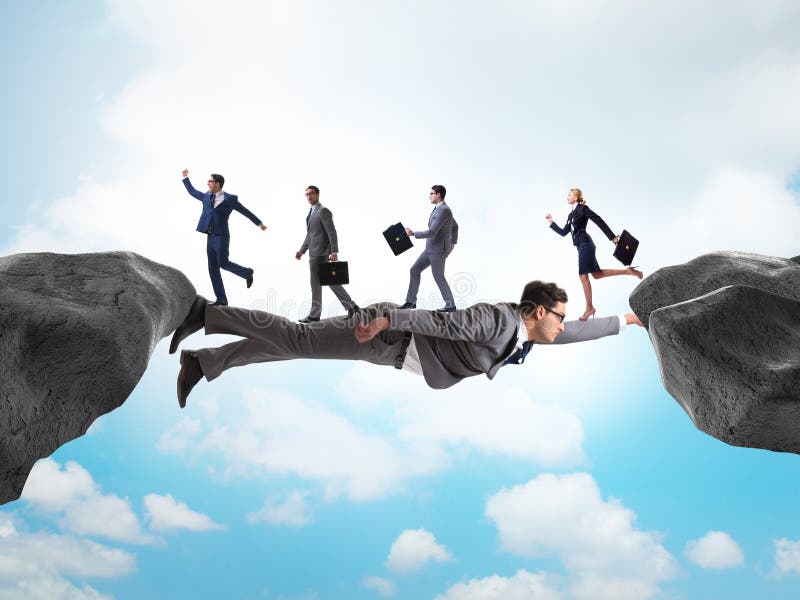 Businessman Acting As a Bridge in Support Concept Stock Photo - Image ...