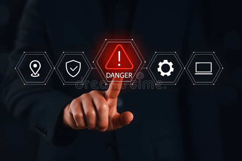 Businessman Activating Digital Danger Alert Highlighting Information ...