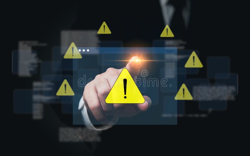 Businessman Activating Digital Warning Symbol. Highlight on ...