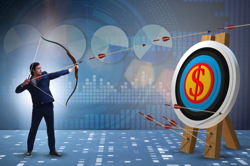 The Businessman Aiming Arrow with Bow Stock Image - Image of archer ...