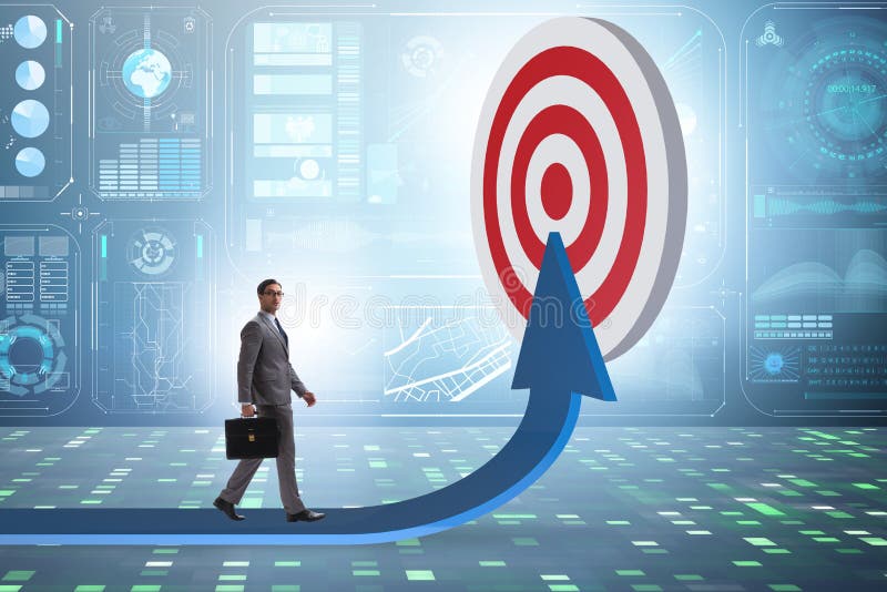 Businessman Aiming for the Success Stock Illustration - Illustration of ...
