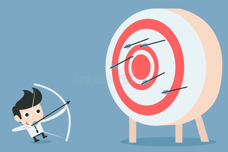 Businessman Aiming at Target with Bow and Arrow Stock Vector ...