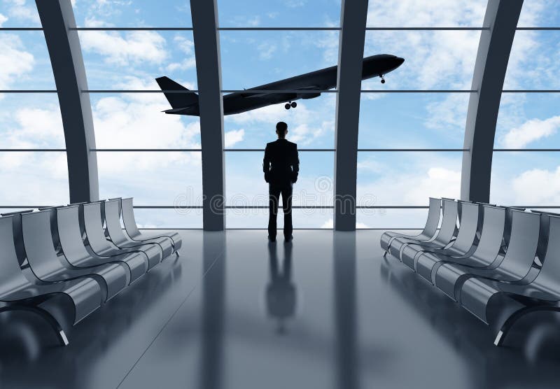 Businessman in airport stock photo. Image of plane, blue - 35795422