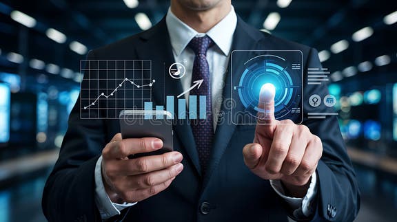 Businessman Analyzing Data on Digital Interface Using Smartphone Charts ...