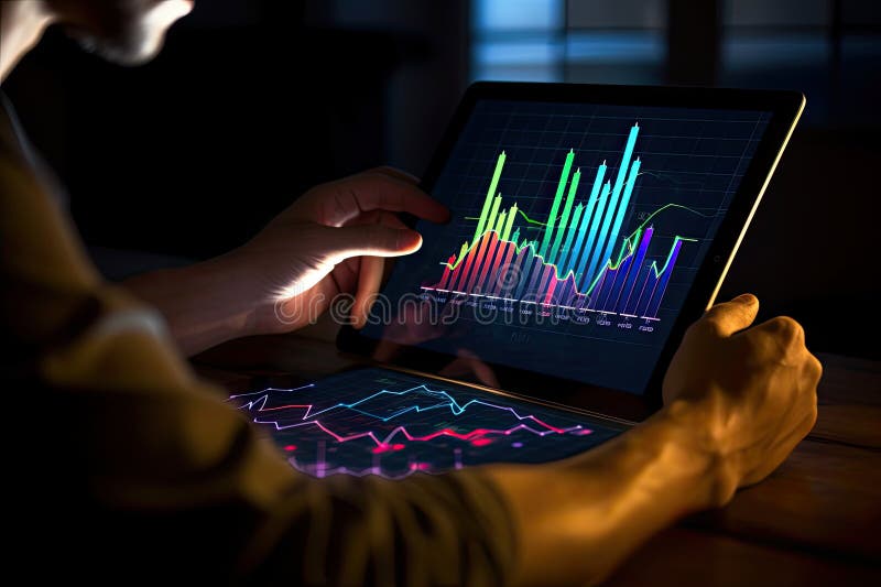 Businessman Analyzing a Dynamic Graph Photo Realistic Illustration ...