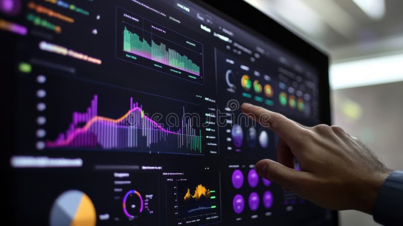 Businessman Analyzing Financial Charts and Data on Computer Screen ...