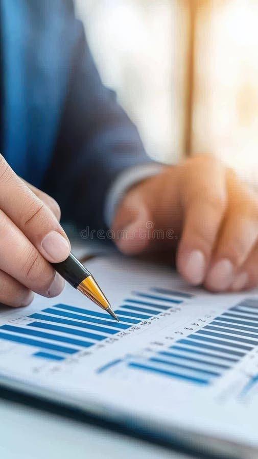 A Businessman Analyzing Financial Data on a Chart with Focus and ...