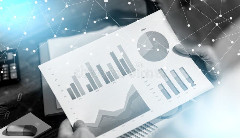 Businessman Analyzing Financial Data; Light Effect Stock Photo - Image ...