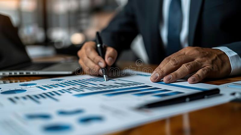 Businessman Analyzing Financial Data Stock Illustration - Illustration ...