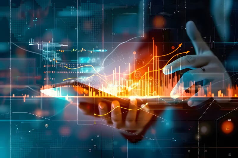 Businessman Analyzing Financial on Smartphone with Digital Graph ...